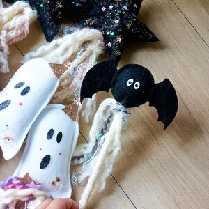 BOO Basket Wand, Halloween Wand, Felt Ghost Wand, Bat Wand, Witch Wand ...