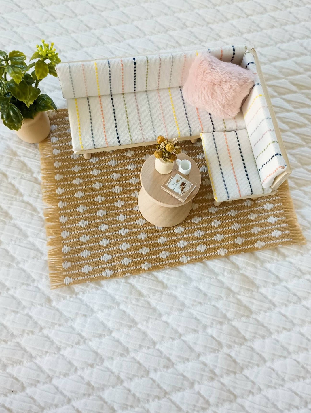 Dollhouse Sofa-miniature Sectional Sofa With Dollhouse Cushion. 1:12 ...