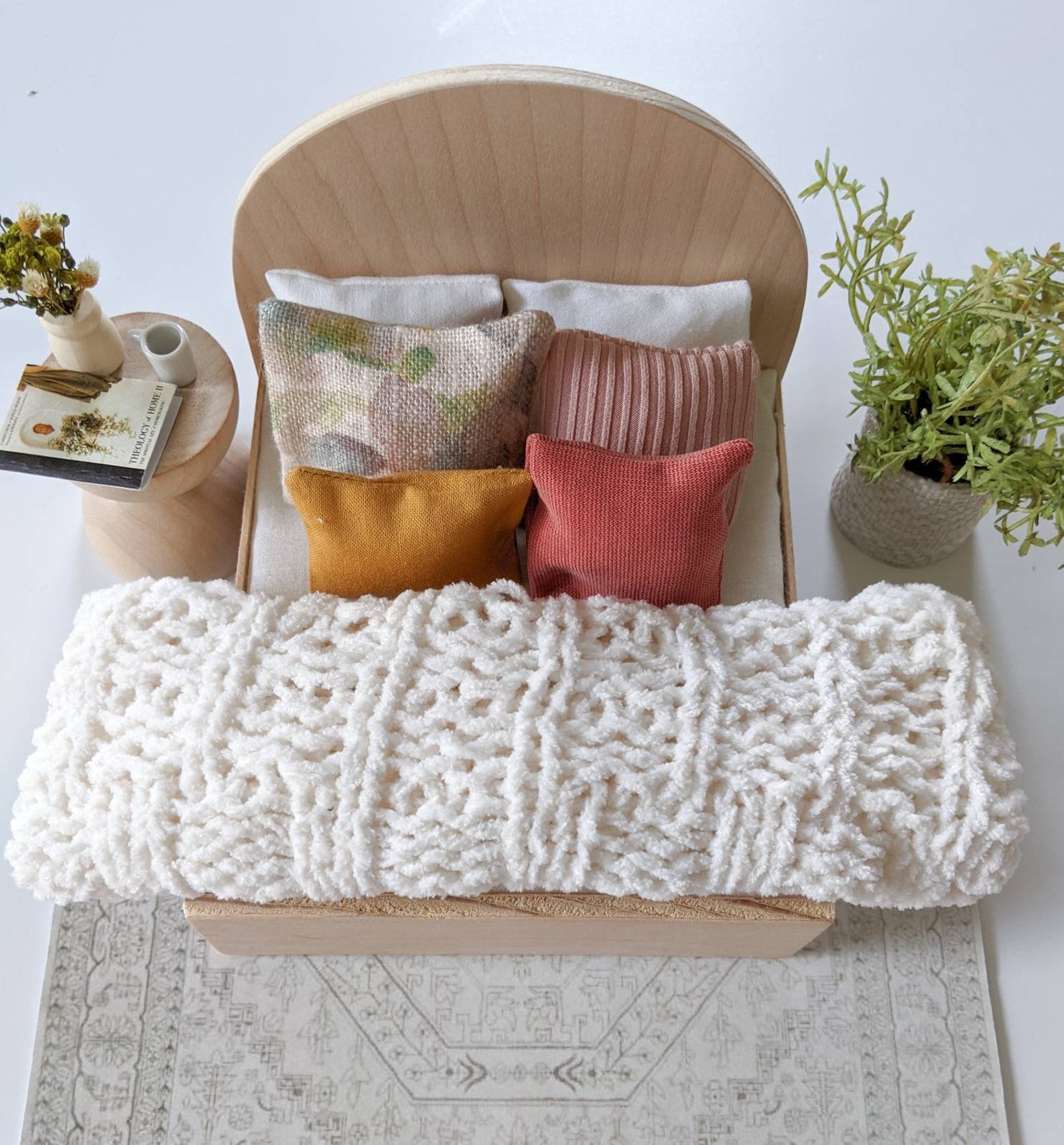 Miniature Bed Modern Dollhouse Bed With Miniature Bedding. | Etsy