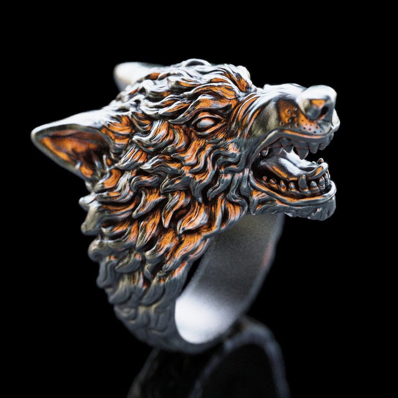 Wolf Ring - Etsy