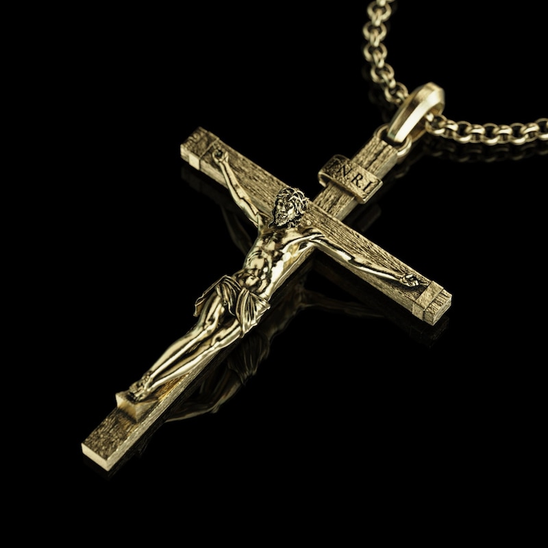 Jesus Pendant Gold Cross Necklace - Etsy
