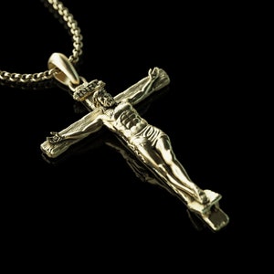 Handmade Jesus Cross Gold Necklace, Personalized Gold Crucifix Pendant ...