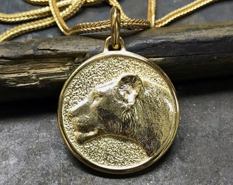 Gold Lioness Pendant - Etsy