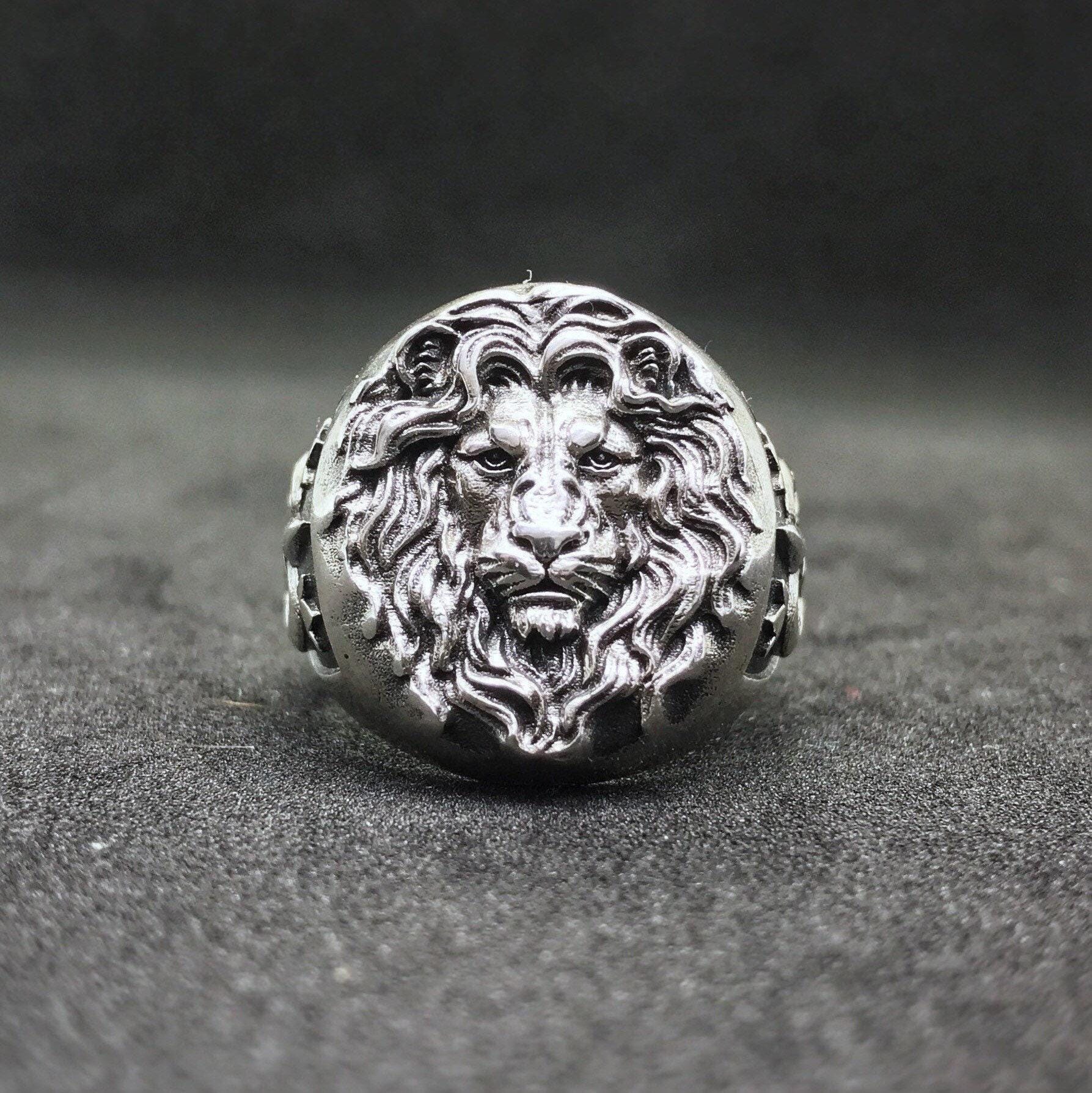 Lion Ring,signet Lion Ring,lion Silver Ring ,animal Jewellery, Husband ...