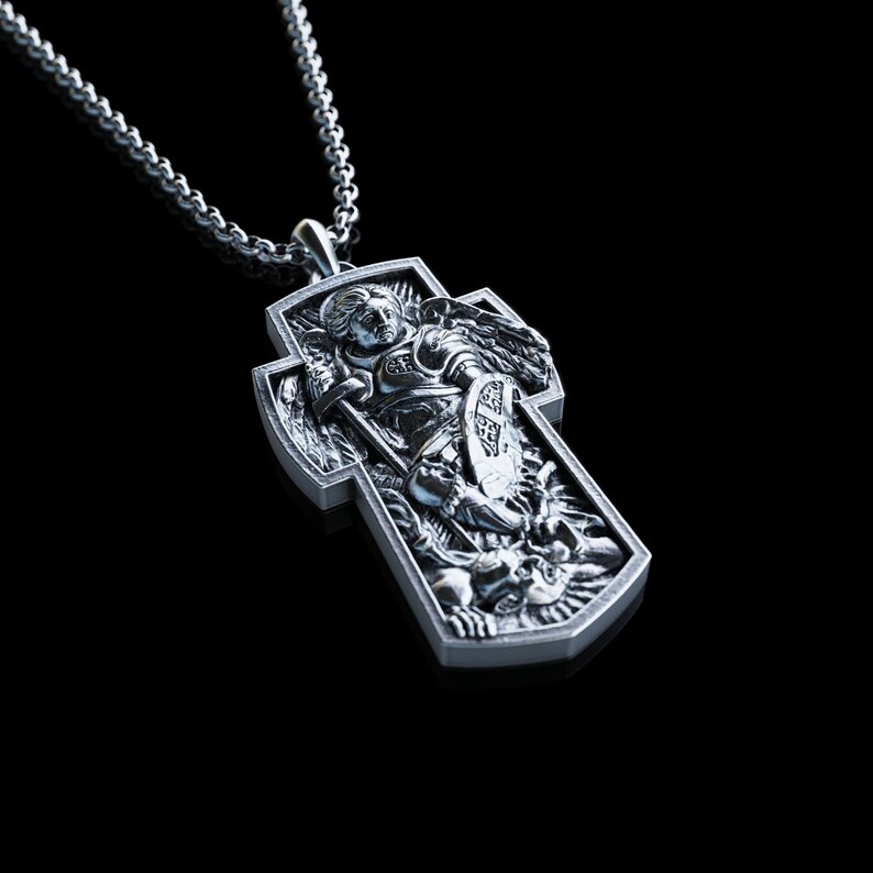 Personalized Silver Archangel Saint Michael Necklace St. - Etsy