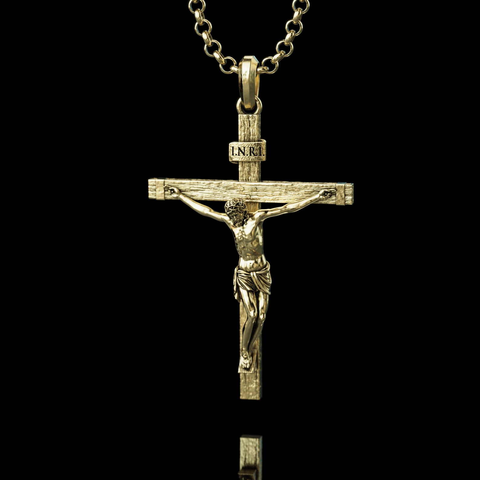 Handmade Jesus Cross Gold Necklace, Personalized Gold Crucifix Pendant ...