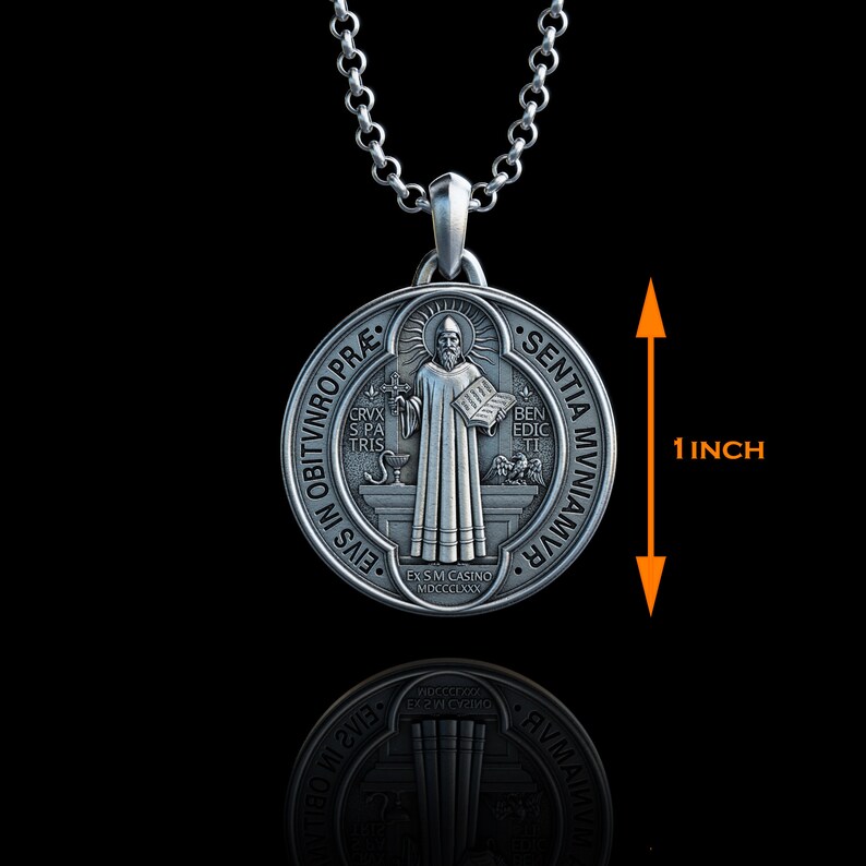 Sterling Silver Saint Benedict Necklace Personalized - Etsy