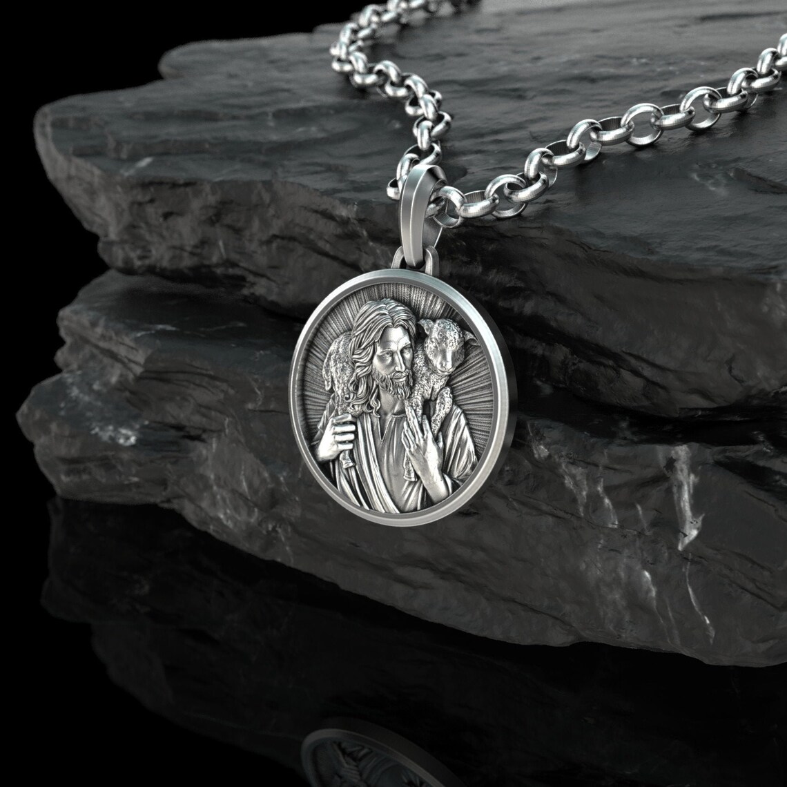 Silver Jesus Christ Necklace Jesus Signet Ring Religious - Etsy