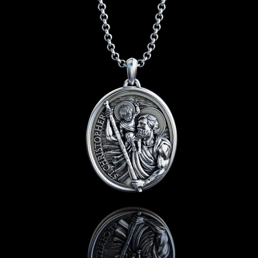 Personalized Saint Christopher Silver Necklace, Handmade St Christopher ...
