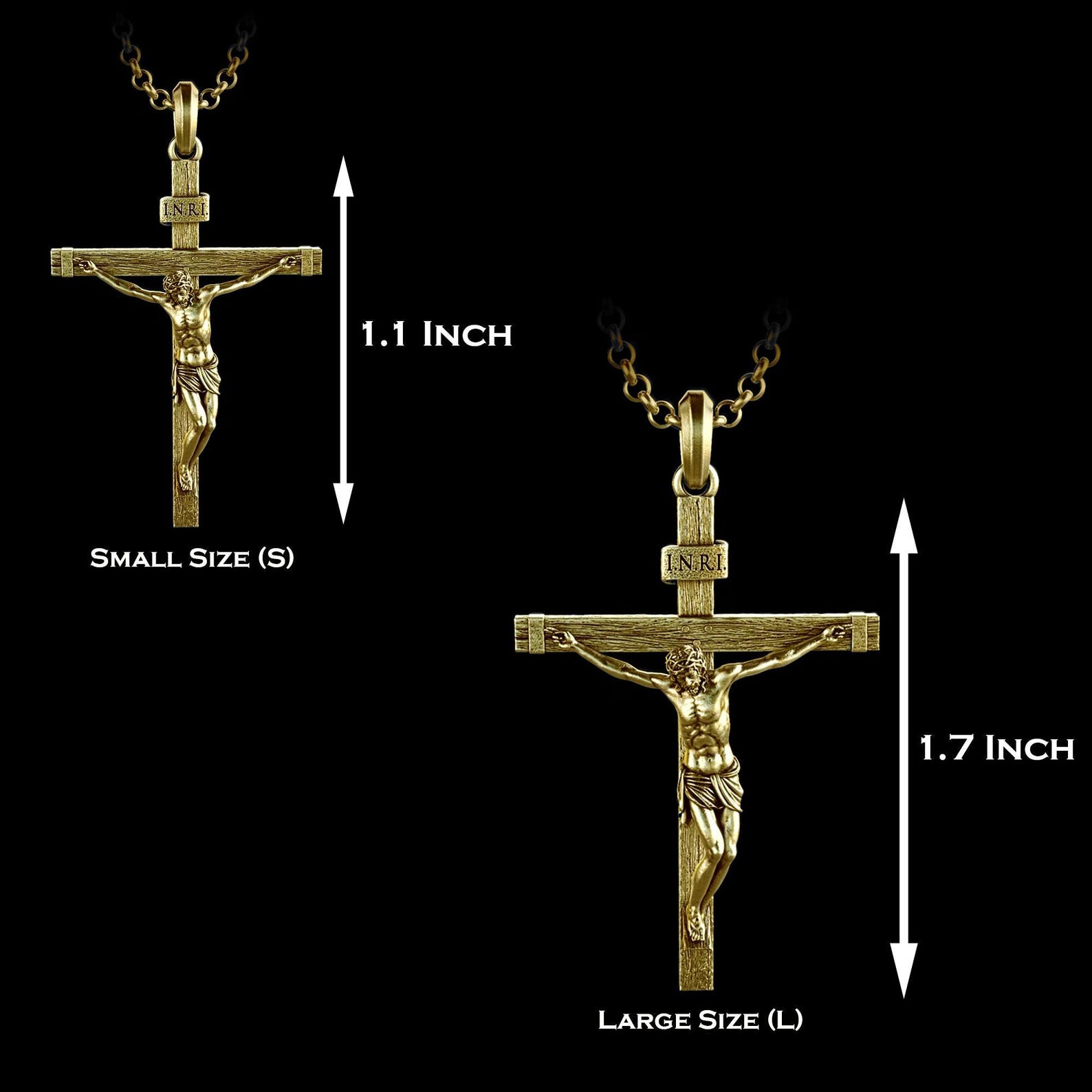 Handmade Jesus Cross Gold Necklace, Personalized Gold Crucifix Pendant ...