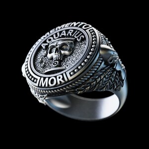 Aquarius Zodiac Sign Silver Ring, Astrological Sign Aquarius Ring ...