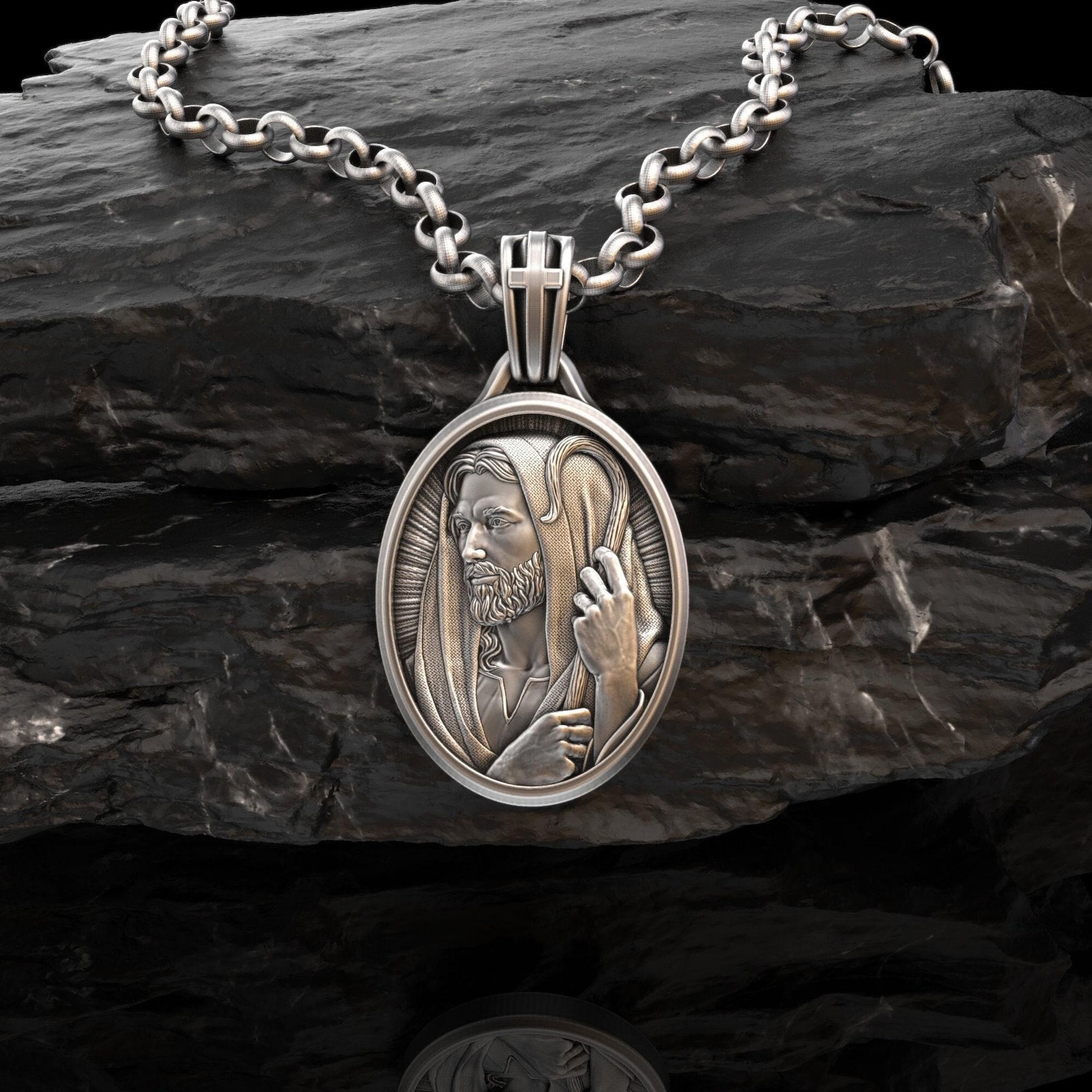 Silver Jesus Christ Necklace, Jesus Signet Ring, Religious Silver ...