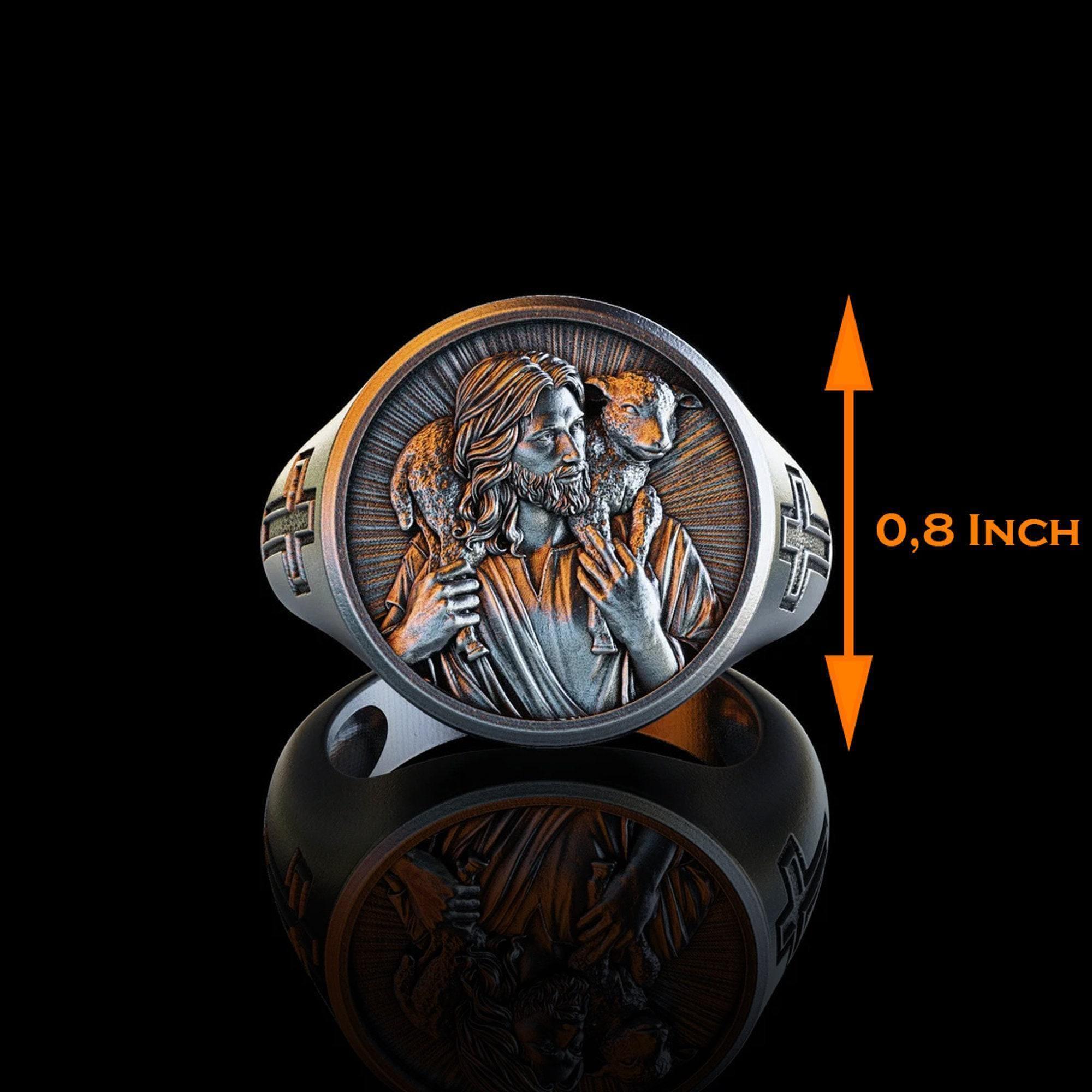 Personalized Jesus Christ Silver Ring, Religious Christian Jewelry ...