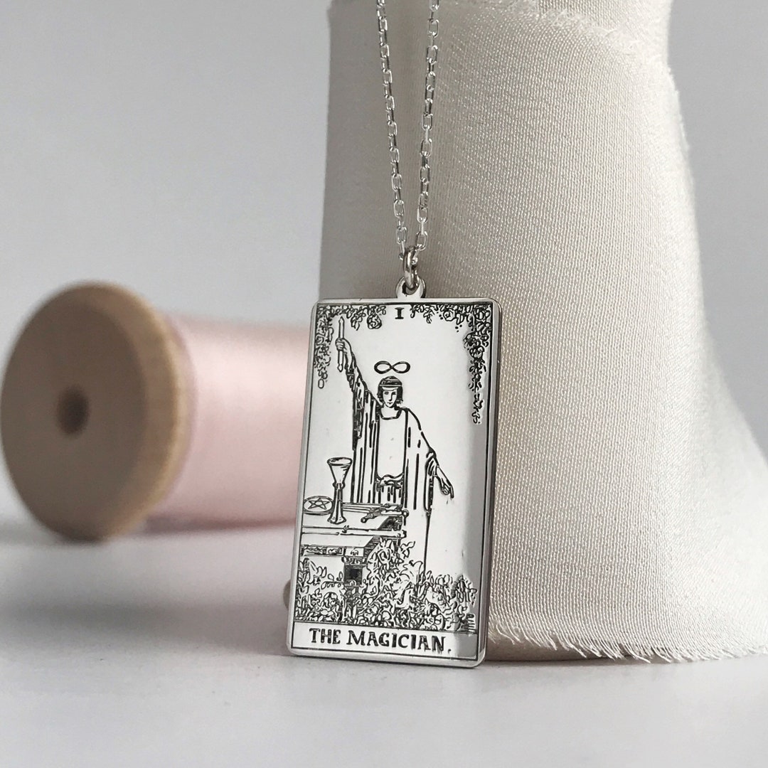 The Magician Tarot Card Necklace, Personalized Tarot Card Silver ...