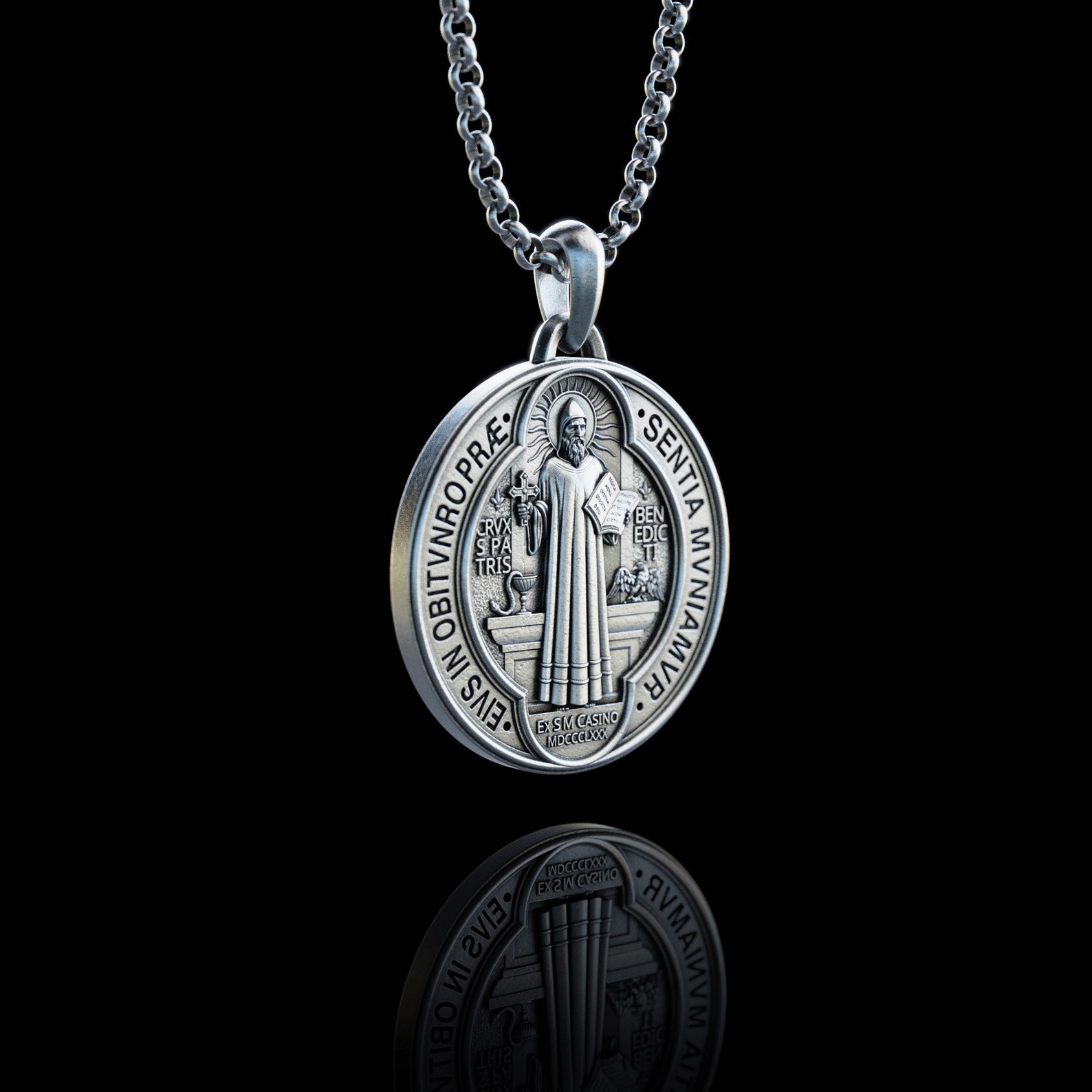 Sterling Silver Saint Benedict Necklace Personalized - Etsy