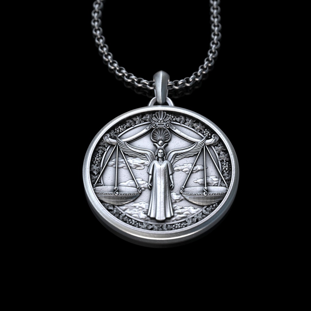 Personalized Libra Zodiac Sign Silver Necklace, Libra Horoscope Pendant ...
