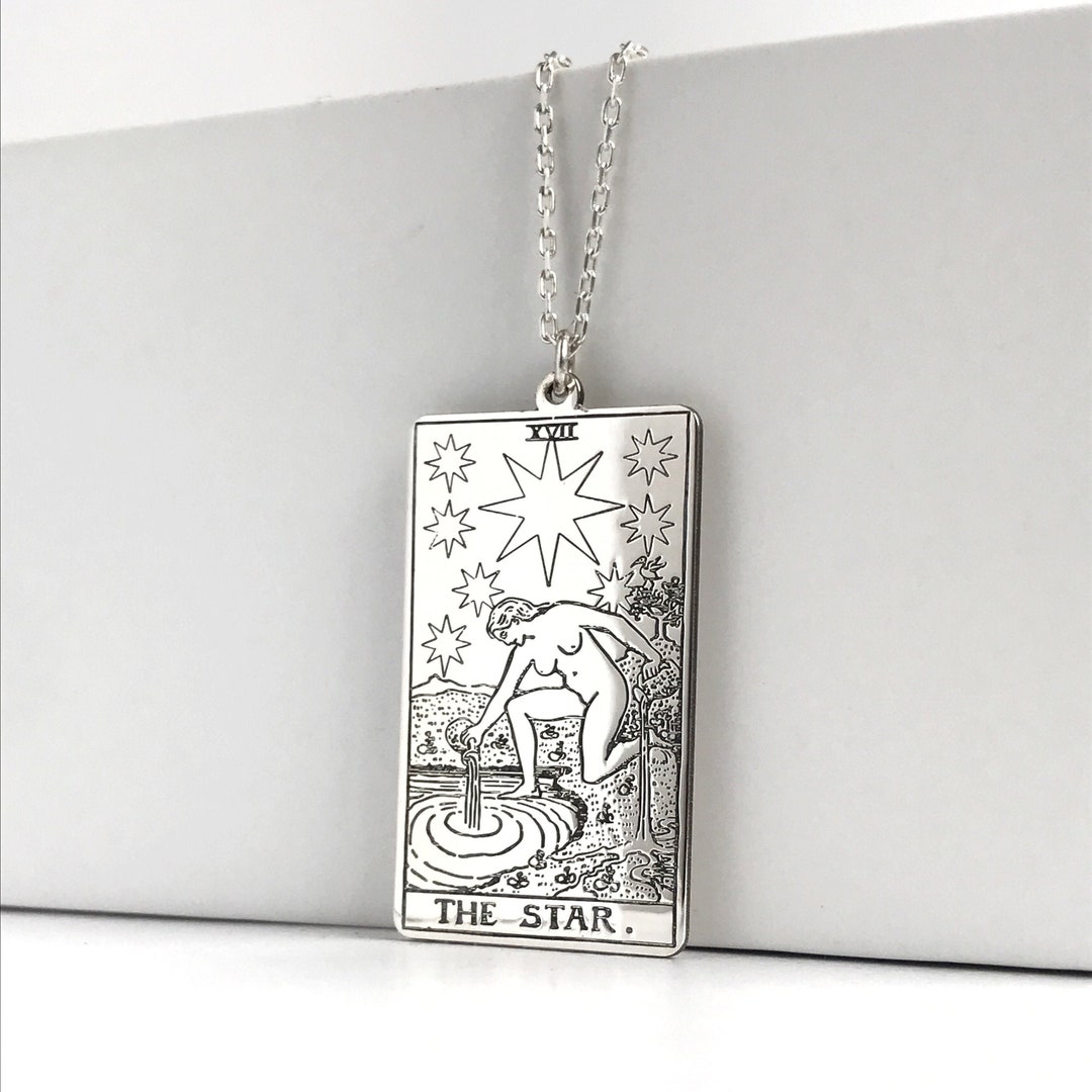 The Star Tarot Card Necklace, Personalized Tarot Card Silver Pendant ...