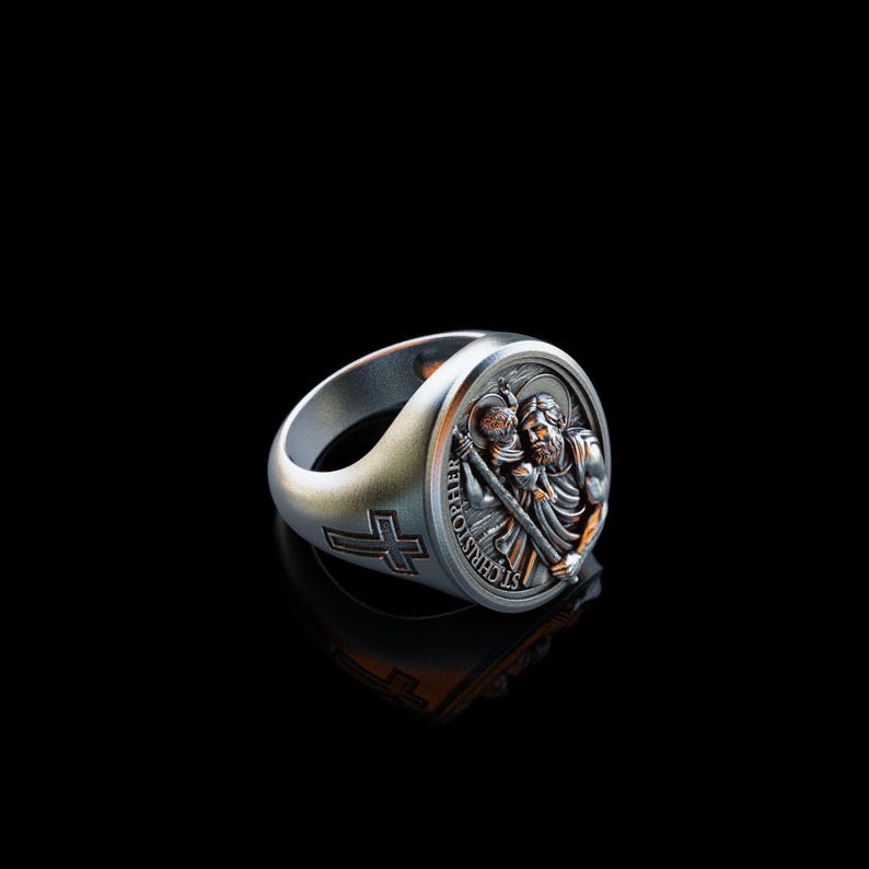 Customized Saint Christopher Silver Ring, Saint Christopher Ring ...