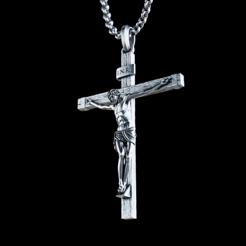 Personalized Silver Jesus Cross Necklace Handmade Crucifixion - Etsy