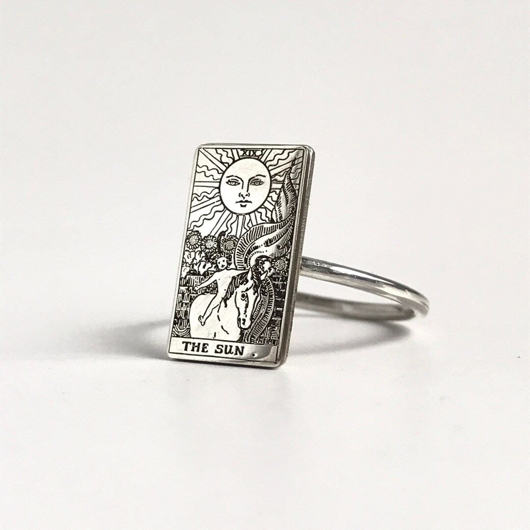 The Sun Tarot Card Silver Ring, Personalized Tarot Card Ring, Tarot ...