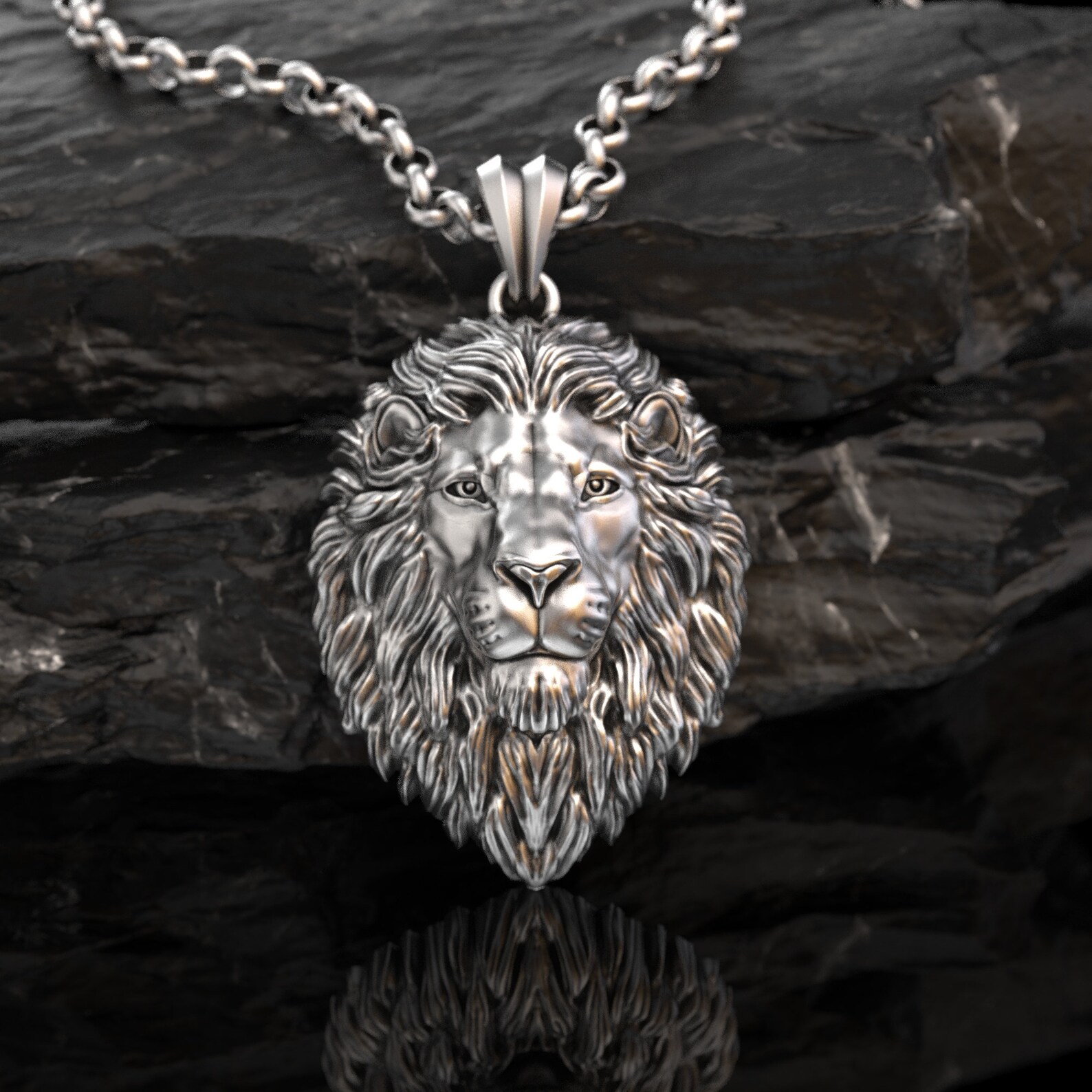 Silver Lion Necklacepersonalized Lion Head Necklace African | Etsy