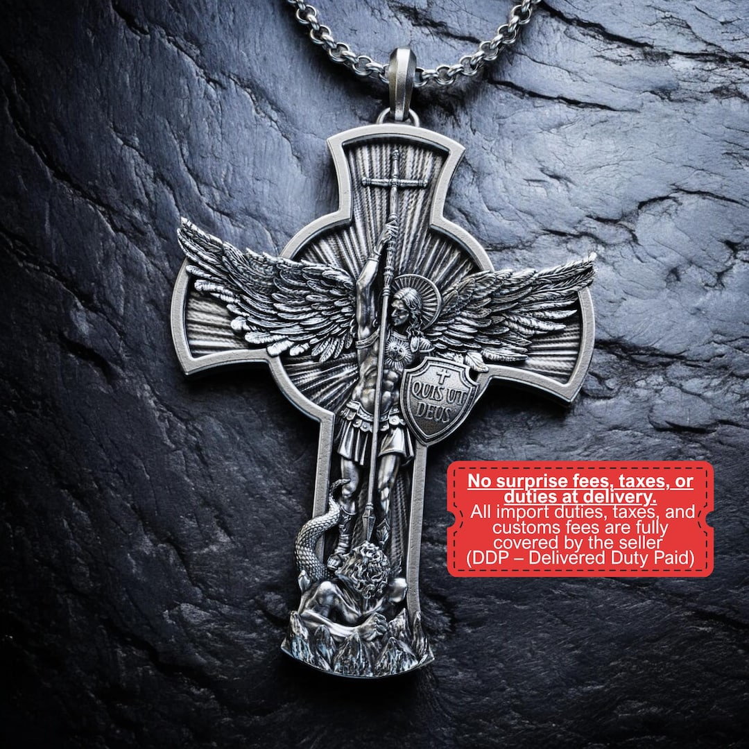 Personalized Archangel Saint Michael Necklace, Shield Archangel Pendant ...
