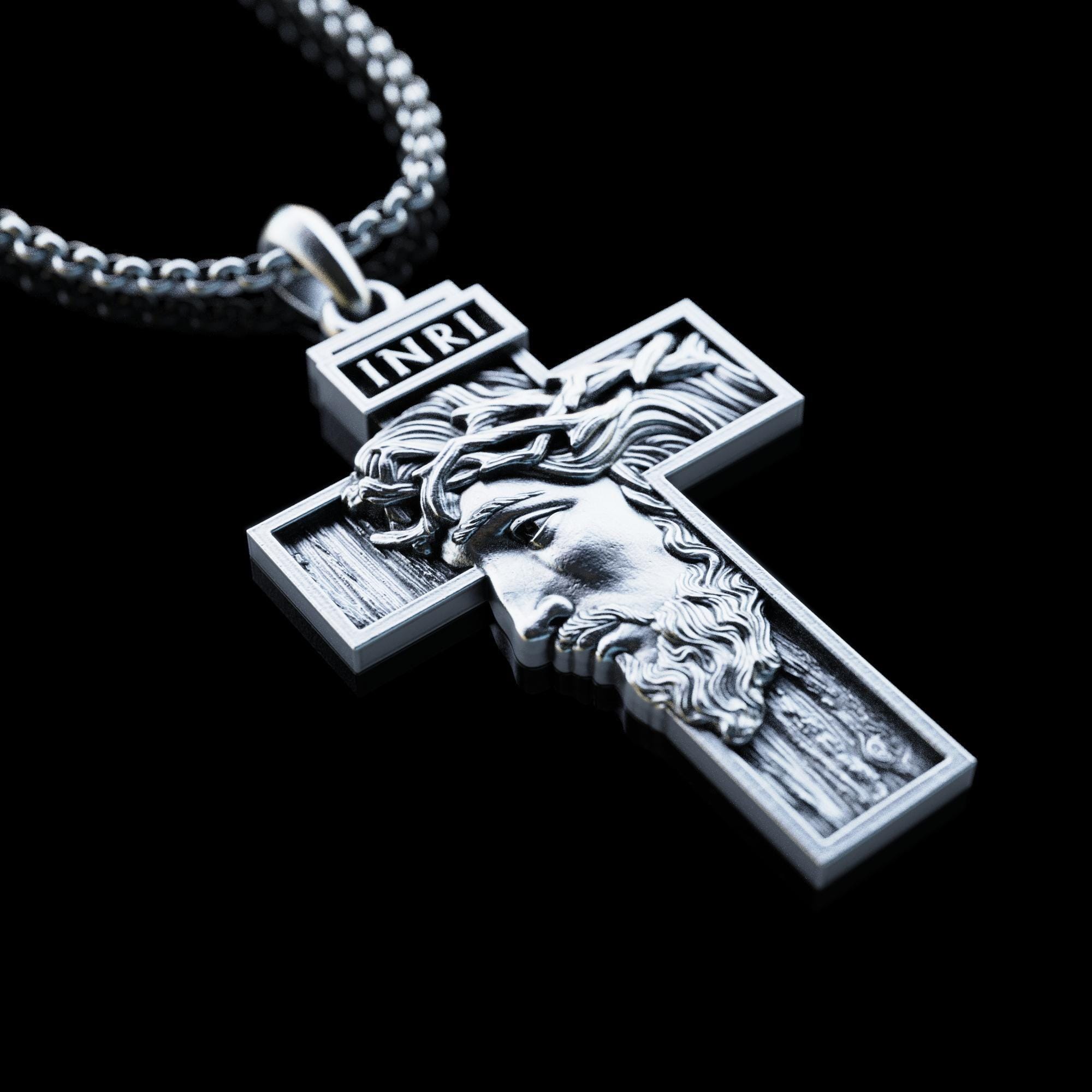 Handmade Jesus Christ Cross Silver Necklace, Personalized Jesus ...