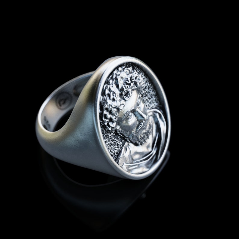 Personalized Marcus Aurelius Bust Silver Ring Roman Emperor - Etsy