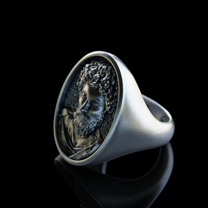 Personalized Marcus Aurelius Bust Silver Ring, Roman Emperor Marcus ...