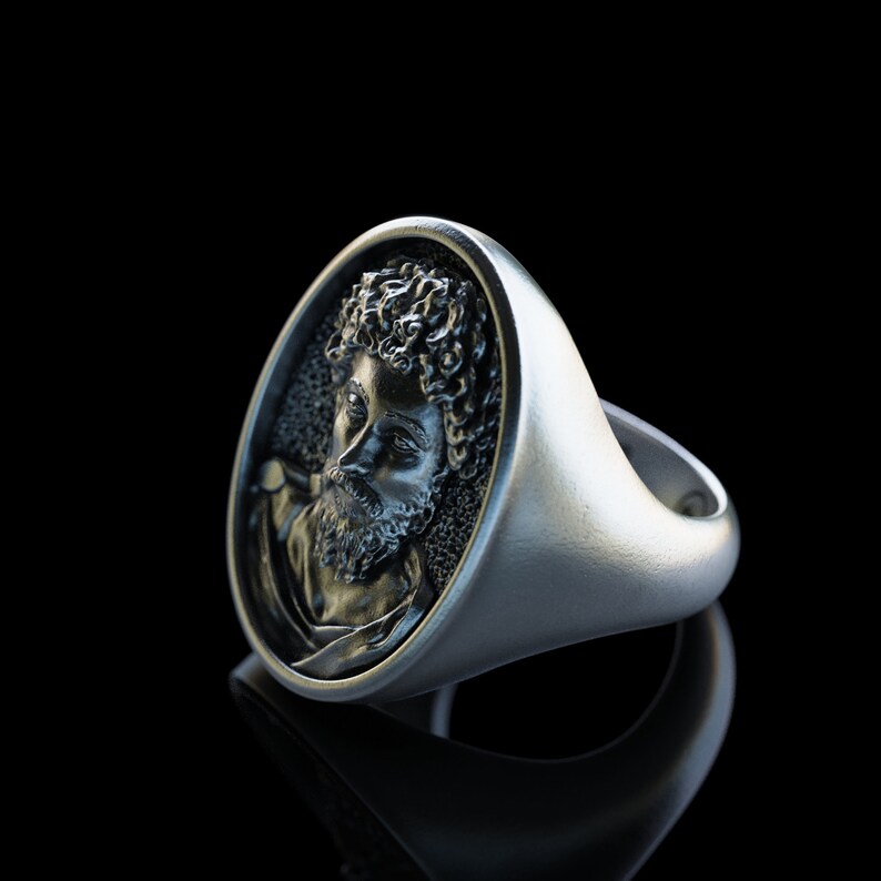 Personalized Marcus Aurelius Bust Silver Ring Roman Emperor - Etsy