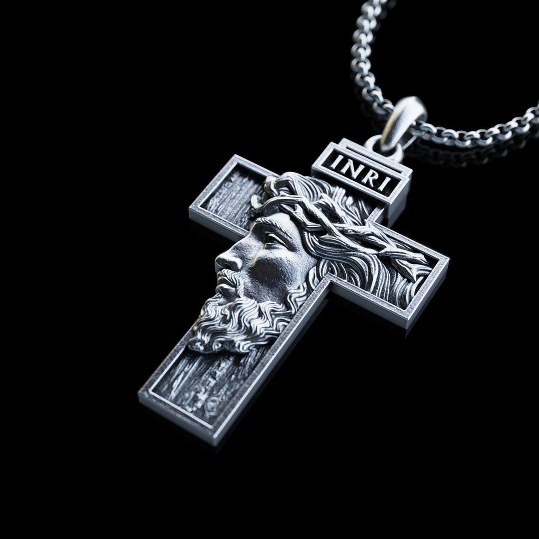 Handmade Jesus Christ Cross Silver Necklace, Personalized Jesus ...
