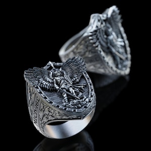 Handmade Archangel Michael Silver Ring, Personalized St. Michael Ring ...