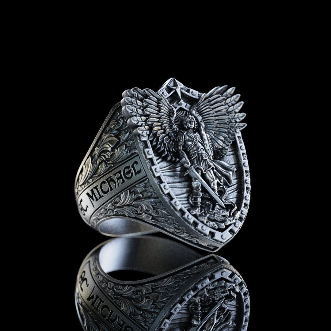 Handmade Archangel Michael Silver Ring, Personalized St. Michael Ring ...