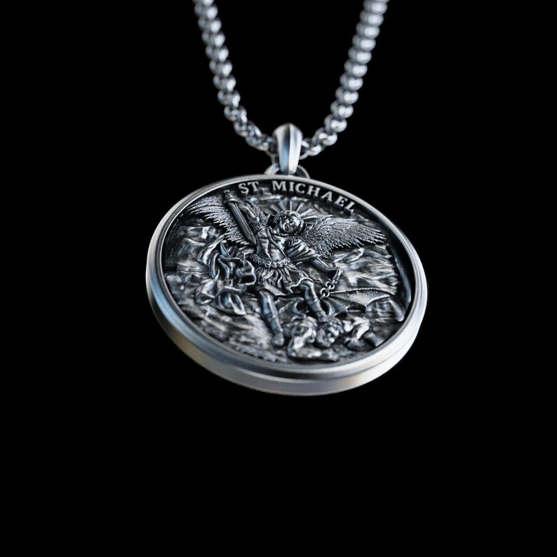 Personalized Silver Archangel Michael Necklace, Handmade St. Michael ...
