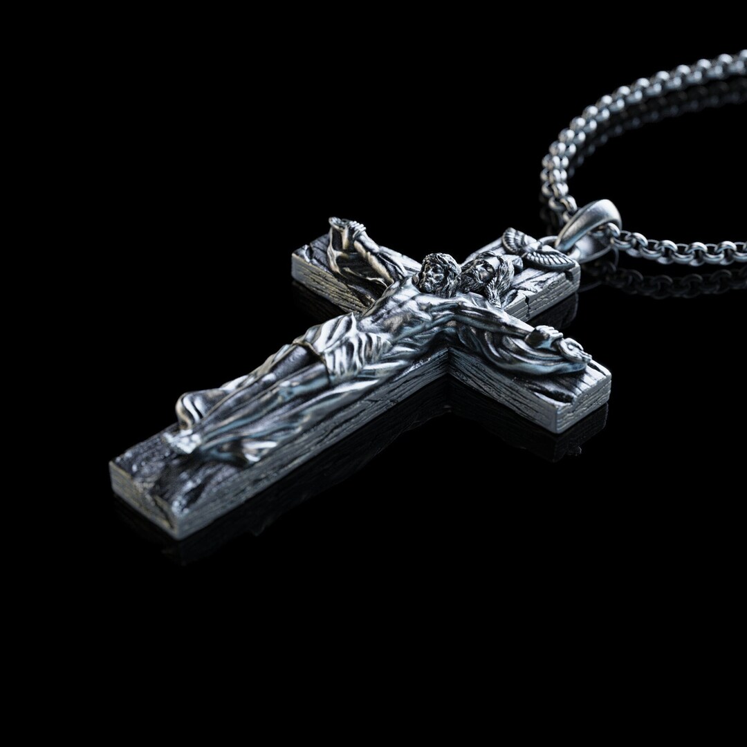 Handmade Holy Trinity Crucifix Necklace, the God Taking Jesus Cross ...
