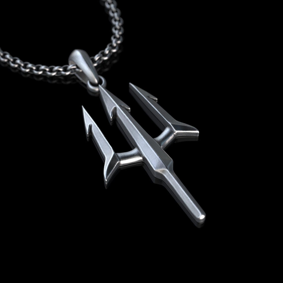 Trident of Poseidon Silver Necklace, Personalized Silver Poseidon’s ...