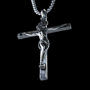 Personalized Silver Jesus Cross Necklace, Handmade Crucifixion of Jesus ...