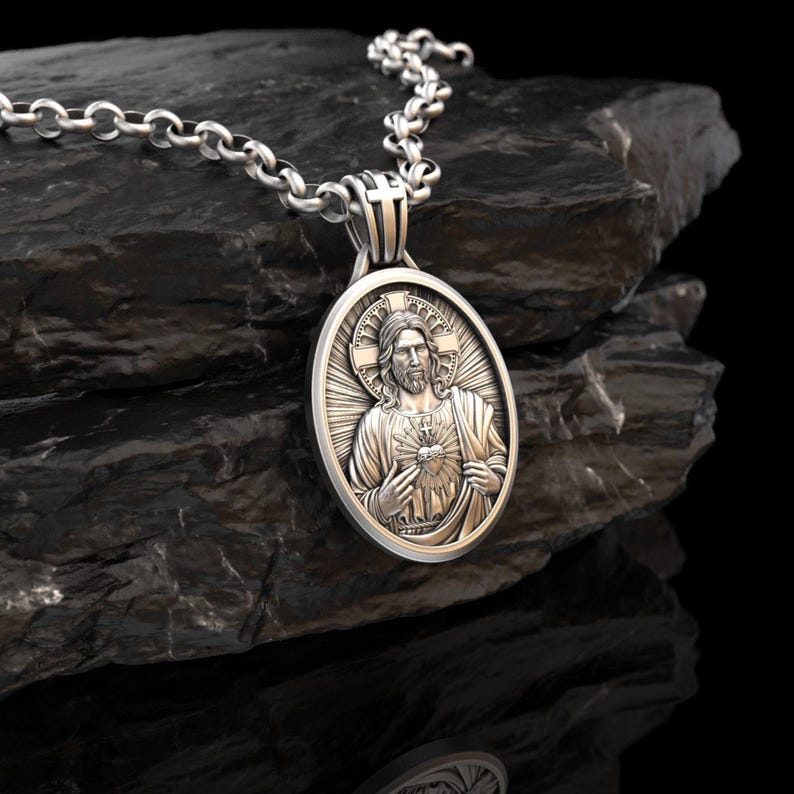 Silver Jesus Christ Necklace, Jesus Signet Ring, Religious Silver ...