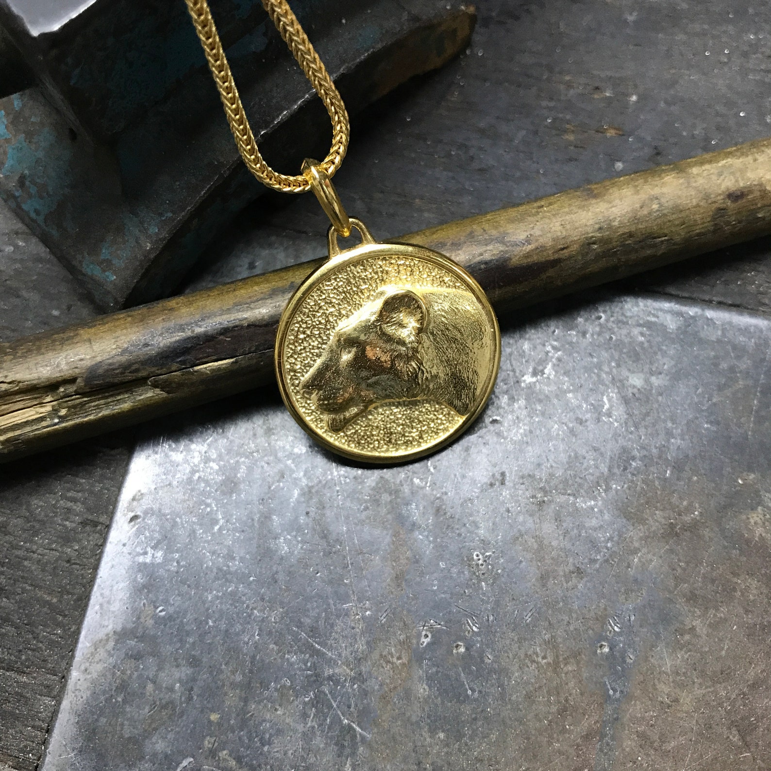 Customized 18K Gold Plated Lioness Necklace, Personalized Gold Lioness ...