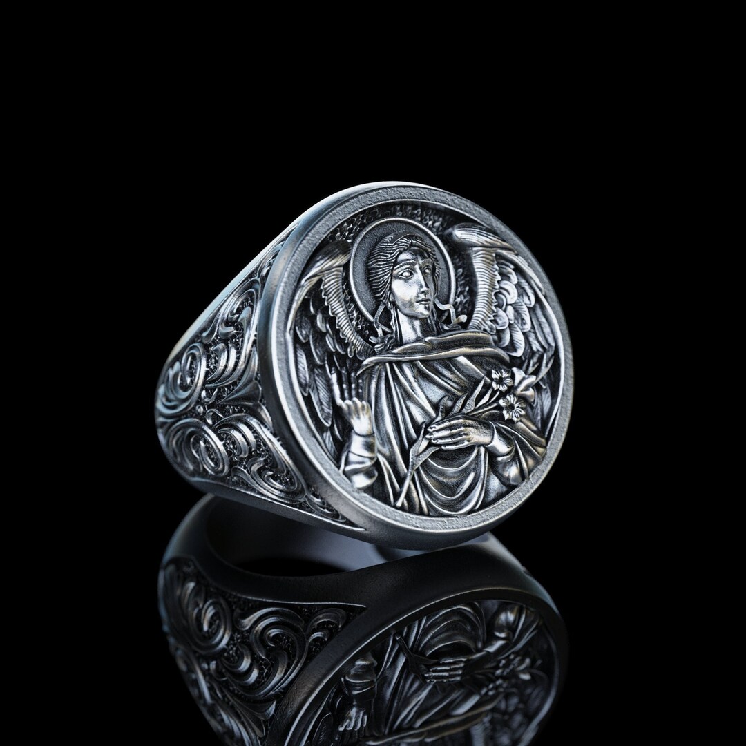 Handmade Archangel Gabriel Silver Ring, Personalized St. Gabriel Ring ...