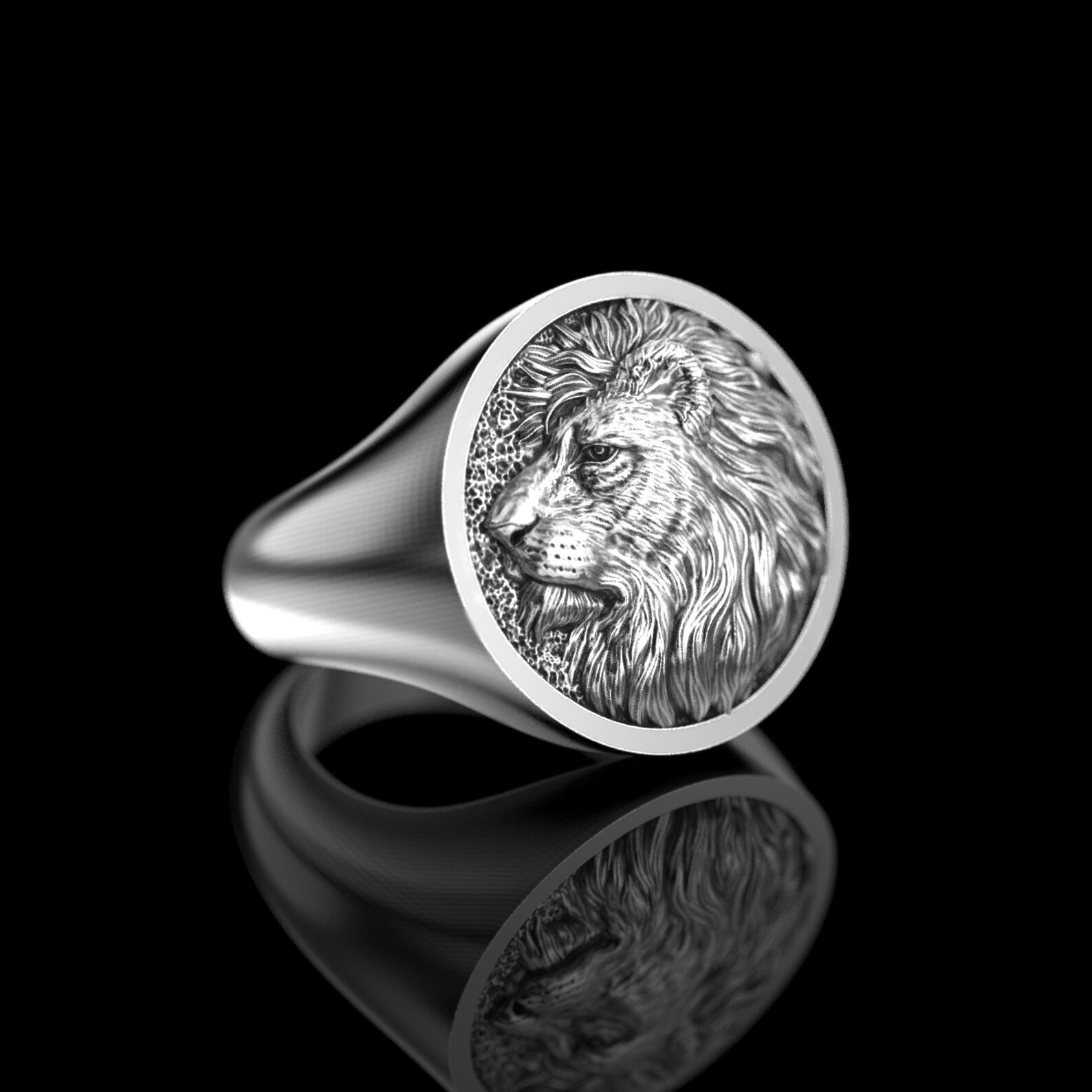 Handmade Silver Lion Head Ring Men 3D Lion Head Ring African - Etsy