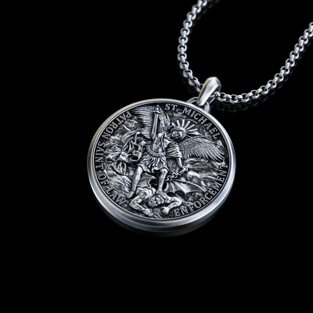 Handmade Archangel Saint Michael Necklace, Personalized Silver ...