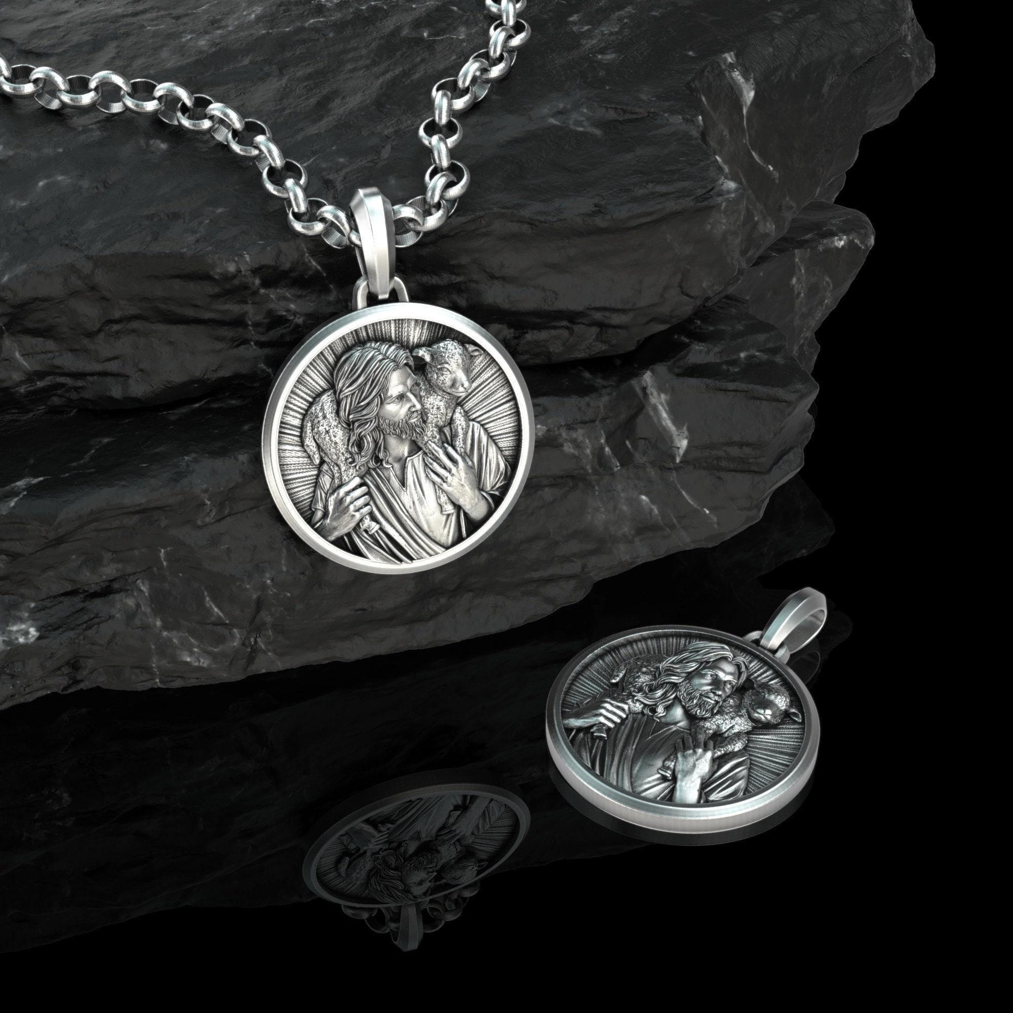 Silver Jesus Christ Necklace, Jesus Signet Ring, Religious Silver ...