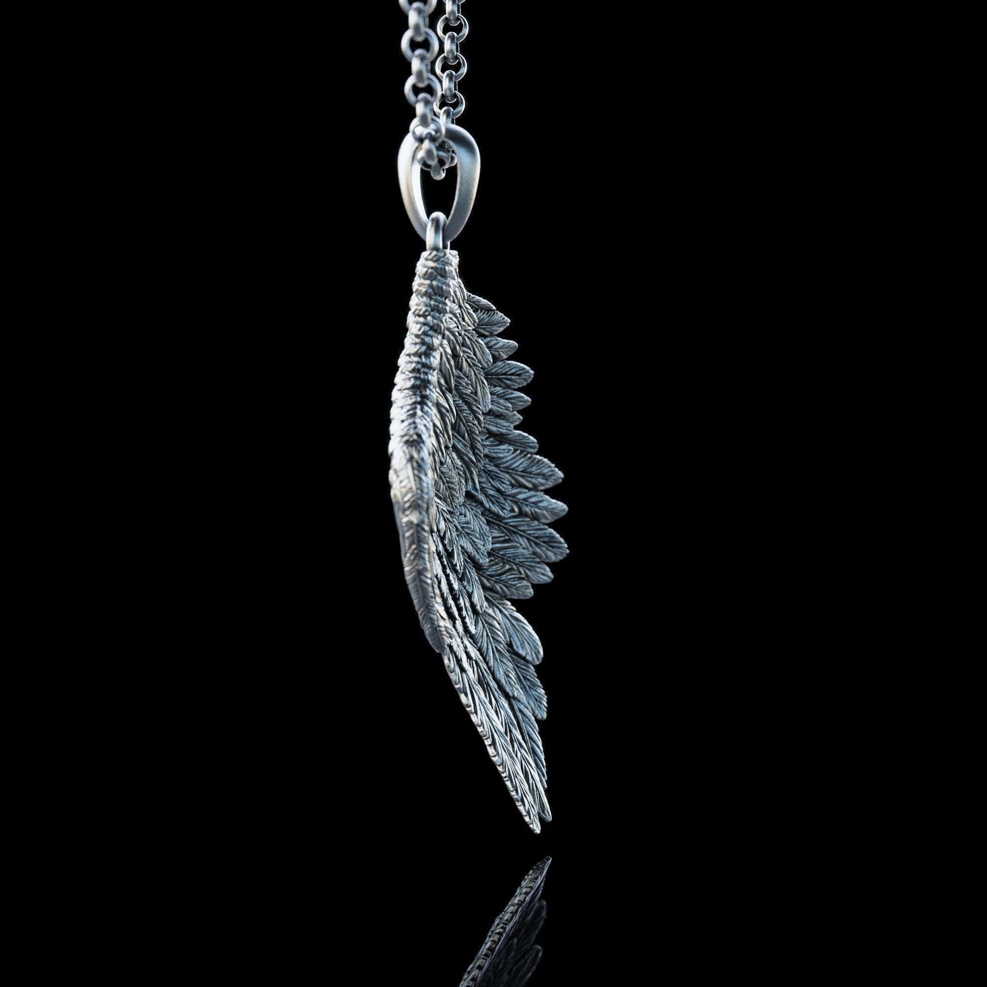 Handmade Angel Wing Silver Necklace, Guardian Angel Wing Silver Pendant ...