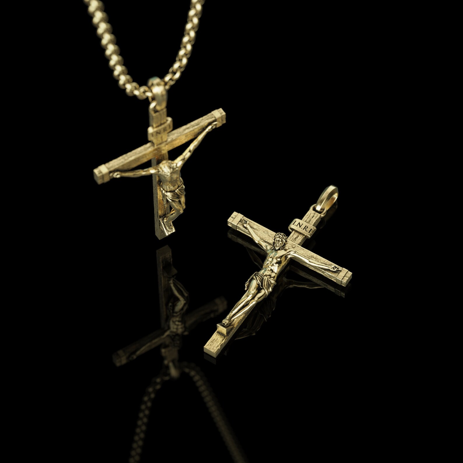 Handmade Jesus Cross Gold Necklace, Personalized Gold Crucifix Pendant ...