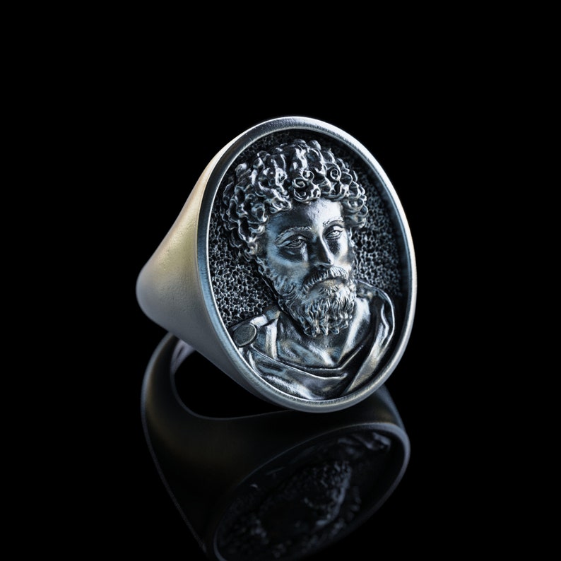 Personalized Marcus Aurelius Bust Silver Ring Roman Emperor - Etsy