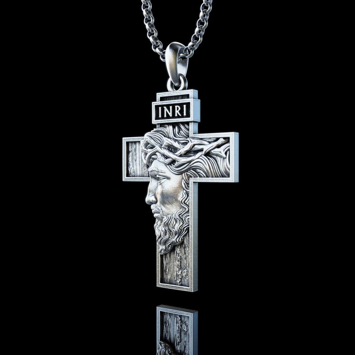 Handmade Jesus Christ Cross Silver Necklace, Personalized Jesus ...