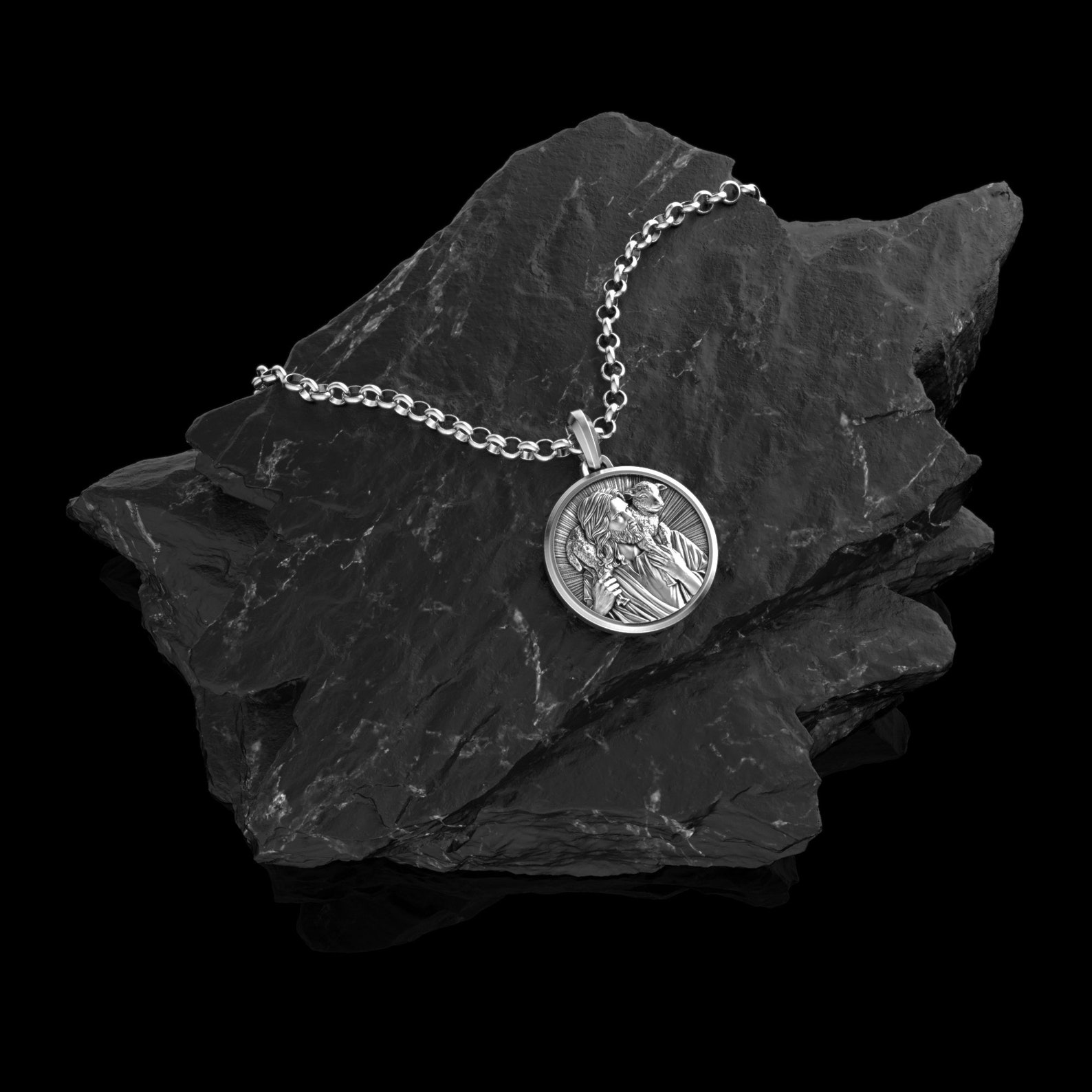 Silver Jesus Christ Necklace Jesus Signet Ring Religious - Etsy