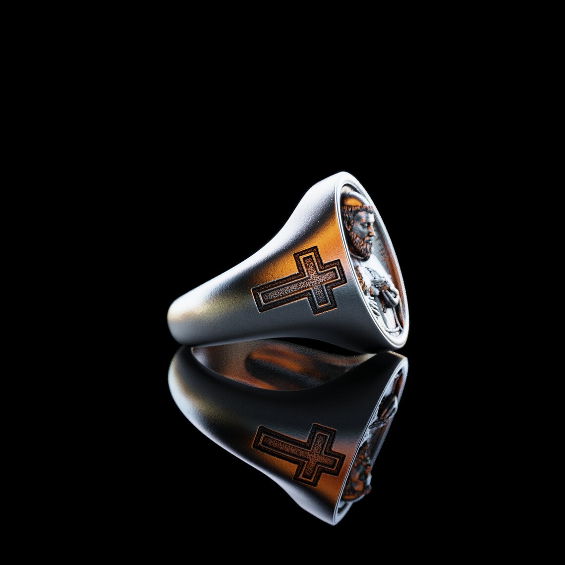 Personalized Silver Saint Francis Ring Handmade Savior Men - Etsy