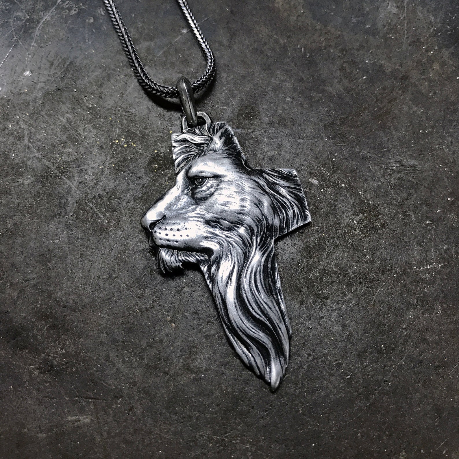 Lion Cross Pendant African Lion Cross Necklace Engraved Lion - Etsy